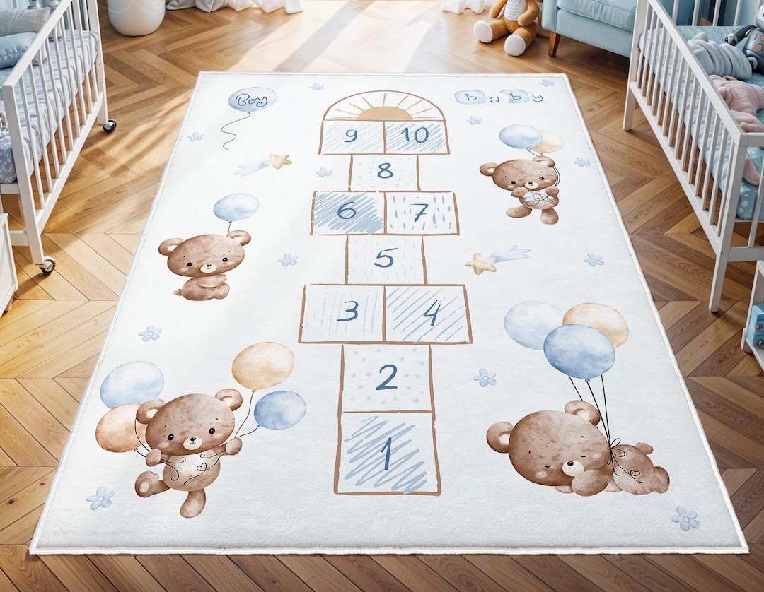 Hopscotch Teddy Bear Kids Play Mat, Learning Number Kids Mat, Nursery ...