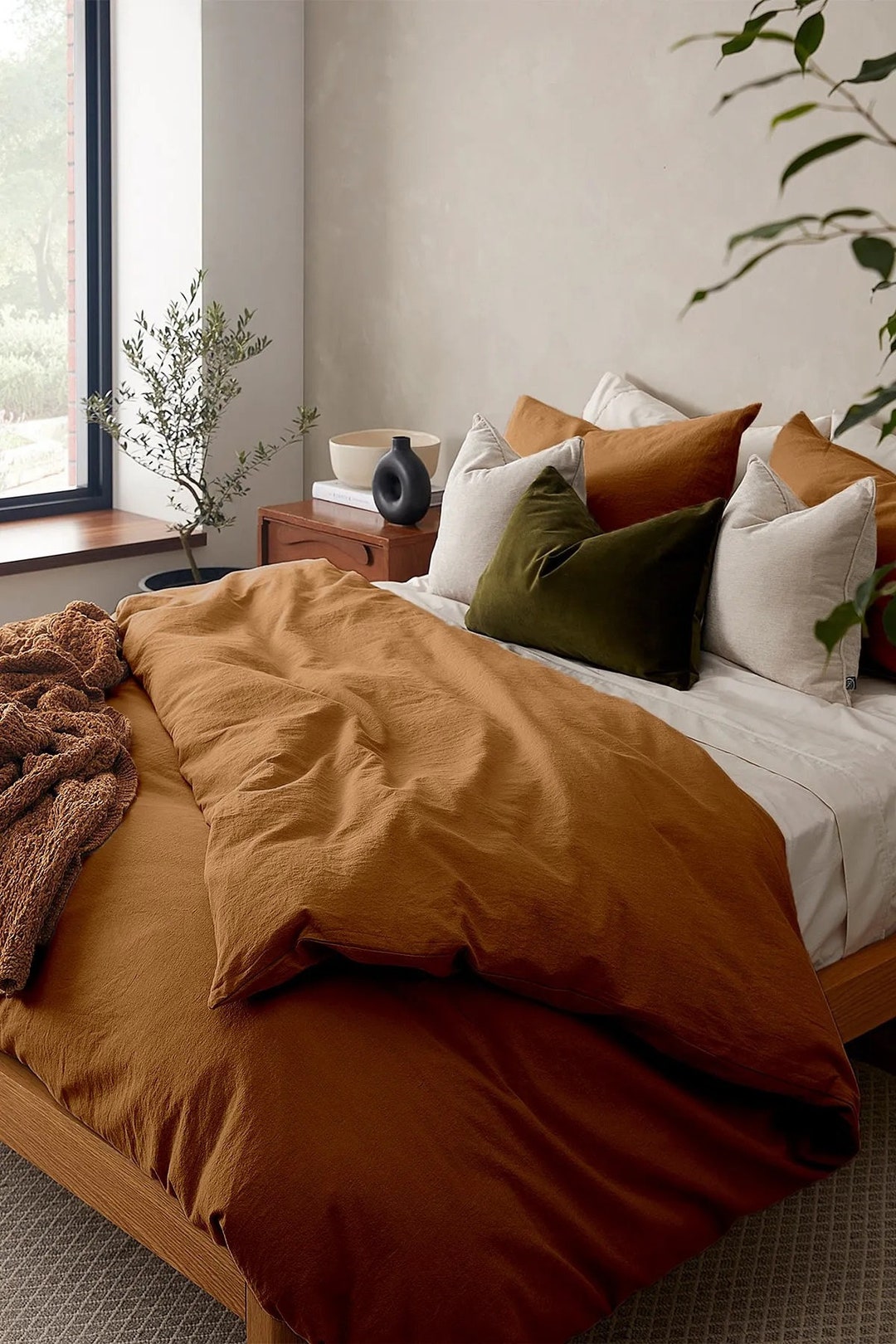 Terracotta Linen Bedding Setterracotta Linen Cotton Duvet - Etsy