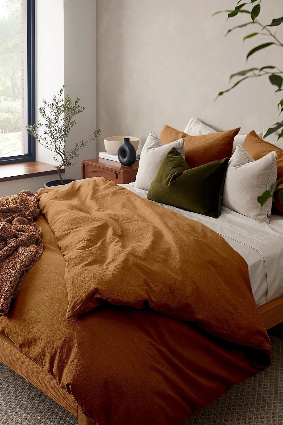 Terracotta Linen Bedding Setterracotta Linen Cotton Duvet - Etsy