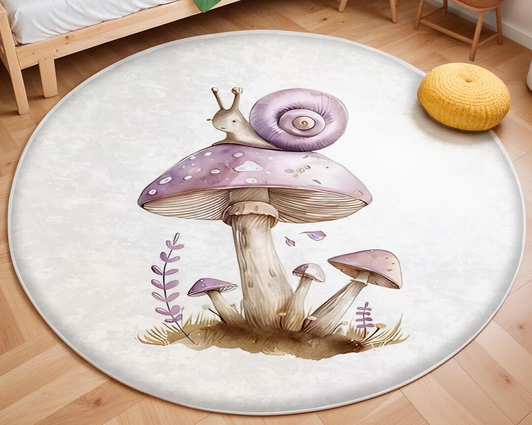 Soft Forest-inspired Kids Play Mat - Mushrooms,snail, Washable Non Slip ...