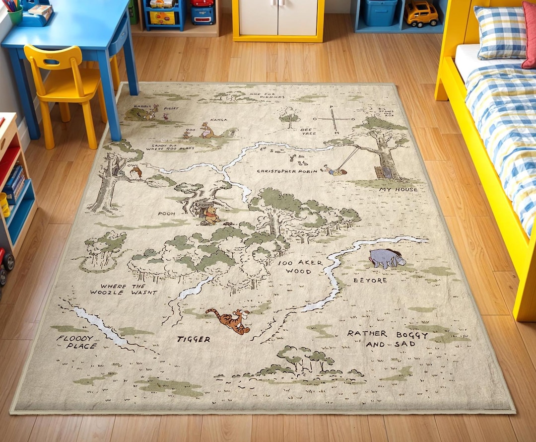 Winnie the Pooh Area Rug, Fairy Tale Woodland Area Rug, Winnie Grip ...