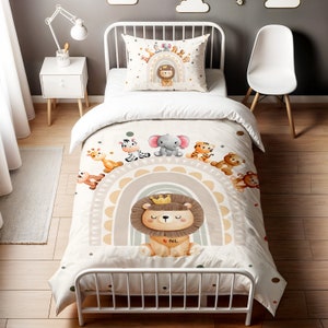 Rainbow Safari Bedding Set, Kids Bedding Set,lion Ape Elephant Giraffe ...