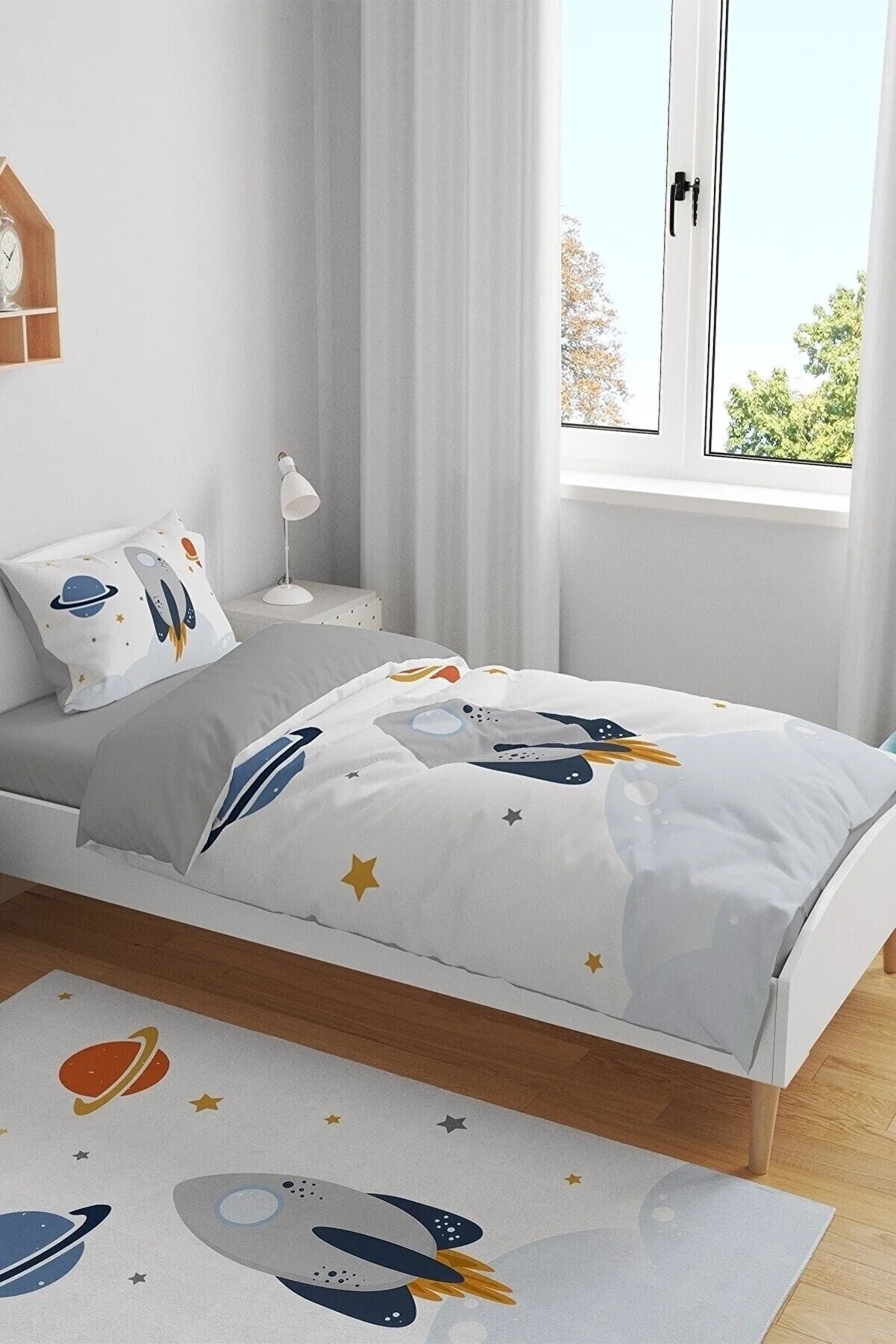 Toddler Bedding Set, Rocket Themed Kids Duvet Cover Set, Space Pillow ...