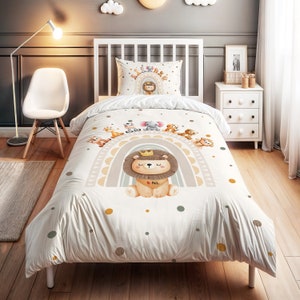 Rainbow Safari Bedding Set, Kids Bedding Set,lion Ape Elephant Giraffe ...