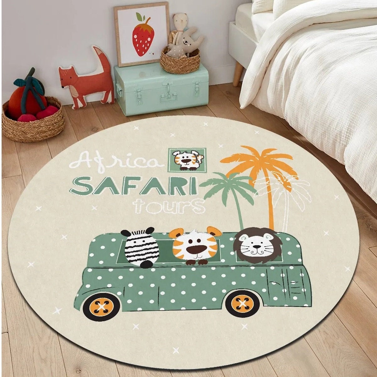 Round Rugswild Animals Round Rug Jungle Adventure - Etsy