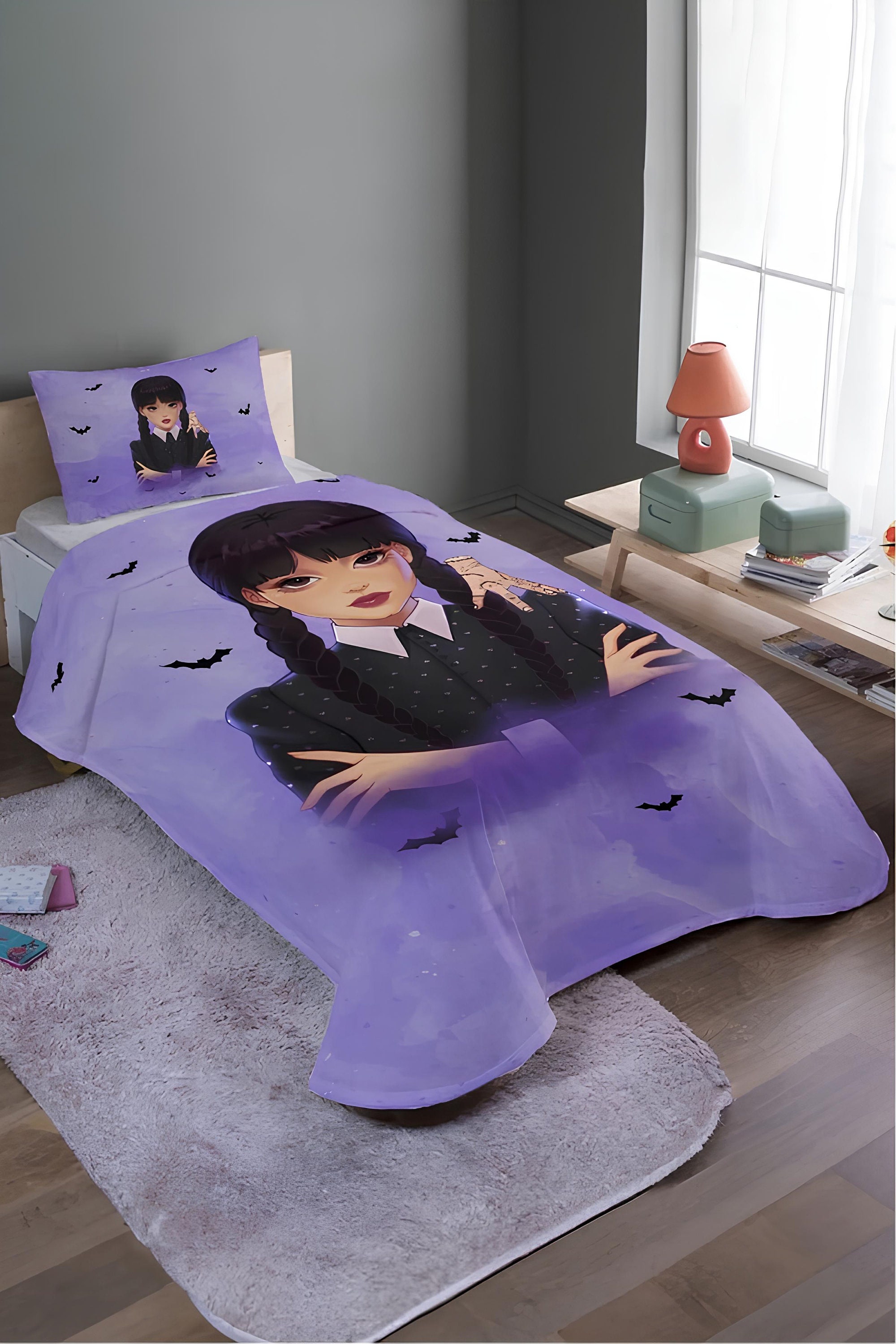 Wednesday Inspired Pique Bed Set,wednesday Addams Comforter Set,elegant ...