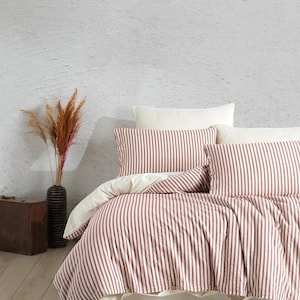 Cherry Stripes Bedding Set,modern Striped Comforter and Sheet Set ...