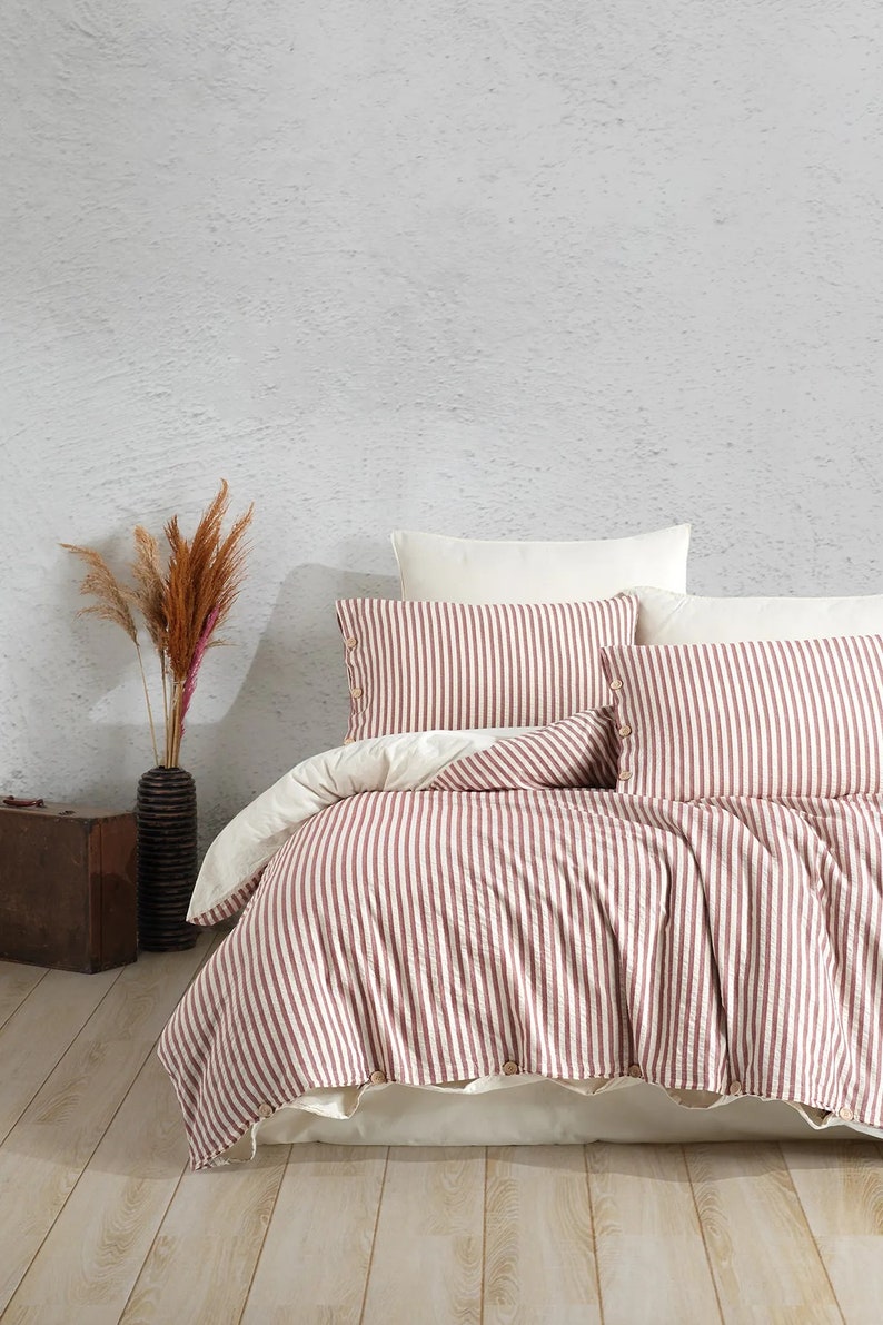 Cherry Stripes Bedding Set,modern Striped Comforter and Sheet Set ...