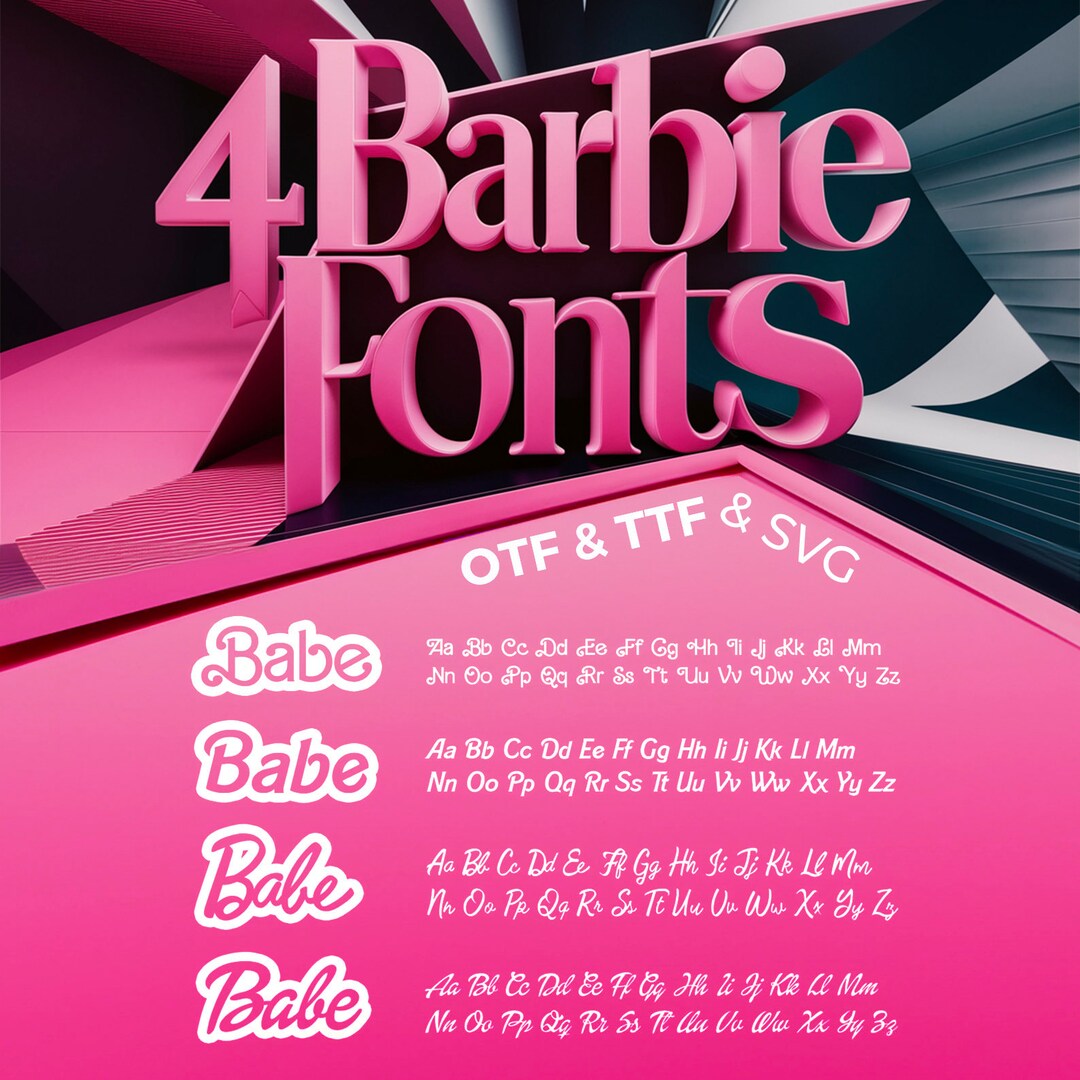 4 Barbie Font Pack OTF and TTF Canva & Cricut Software Compatible, DIY ...