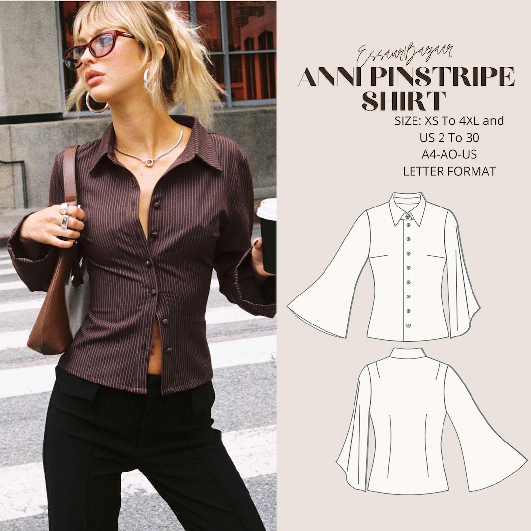 Anni Shirt Sewing Pattern, Women Shirt Pattern, Sewing Pattern, Easy ...