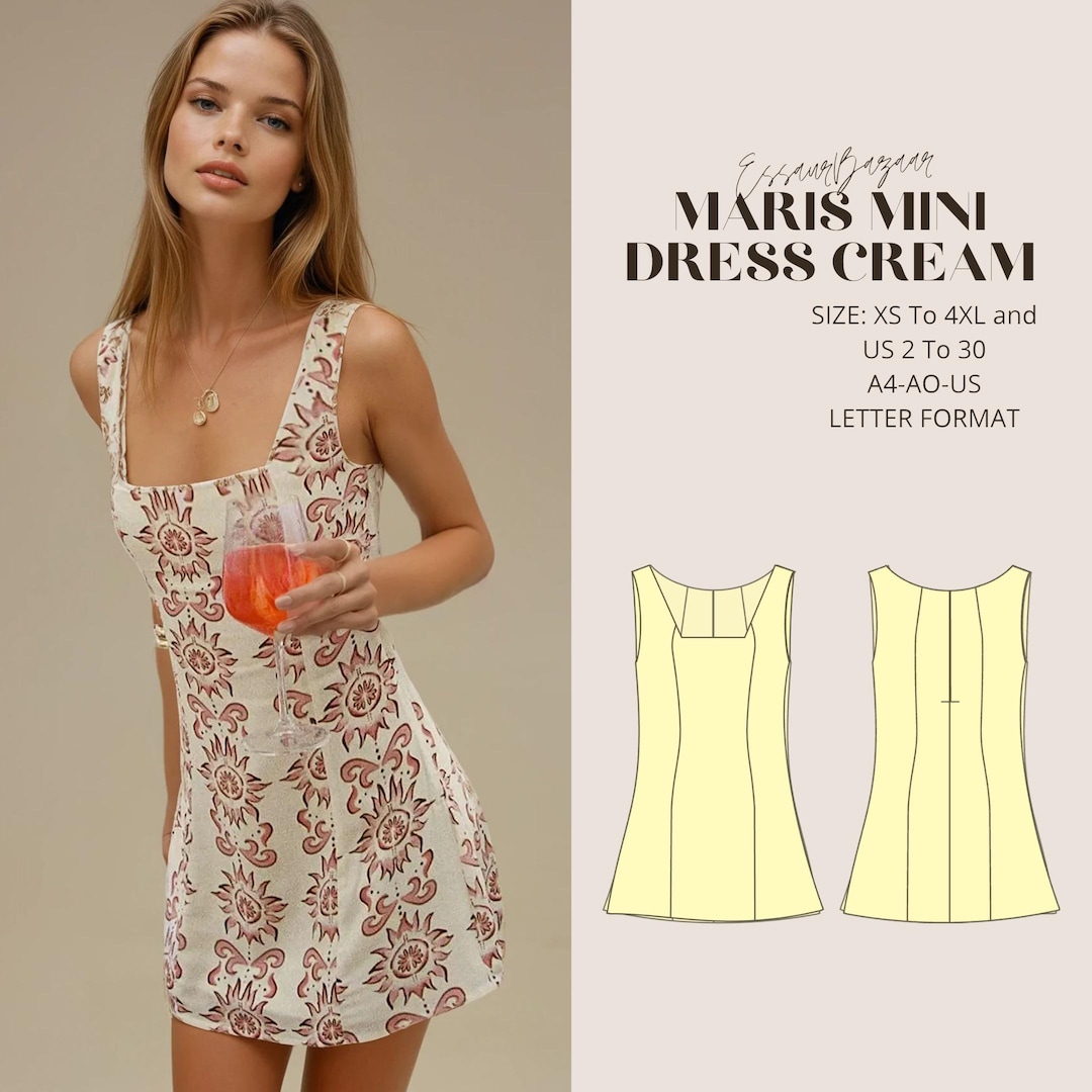 Maris Mini Dress Pattern, Cottagecore Dress Pattern, Digital Sewing ...