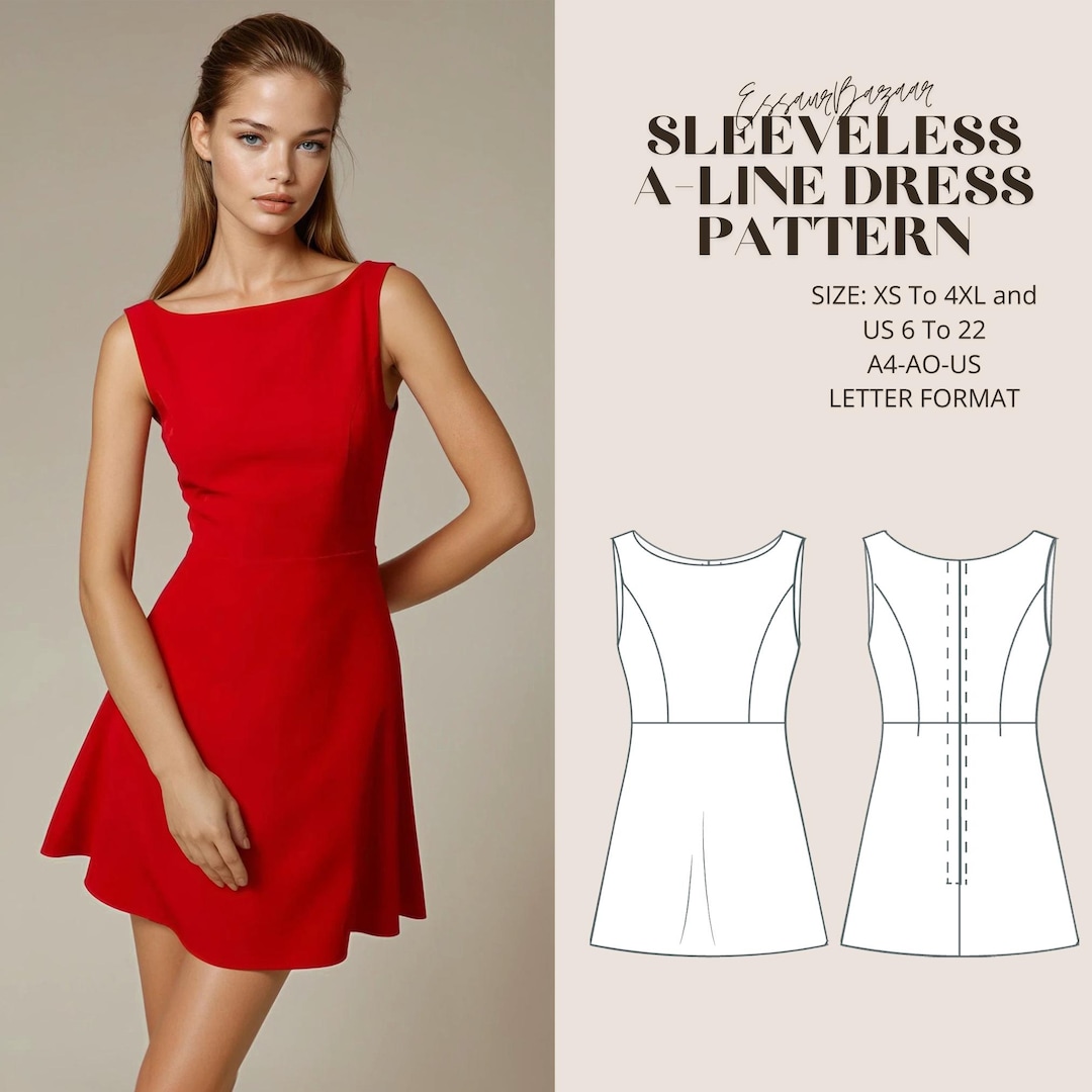 Summer Dress Sewing Pattern, A-line Dress Pattern, Sleeveless Dress ...