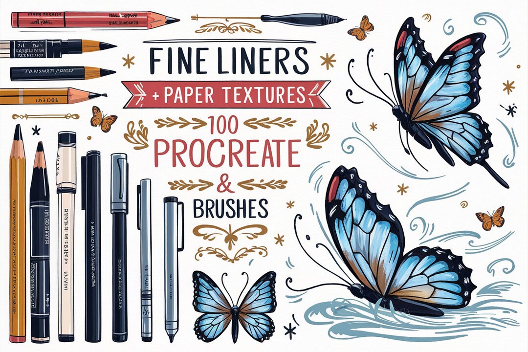 100 Fineline Procreate Brushes, Lineart Procreate, Procreate Micron ...