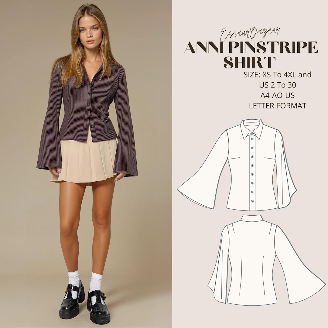 Anni Shirt Sewing Pattern, Women Shirt Pattern, Sewing Pattern, Easy ...