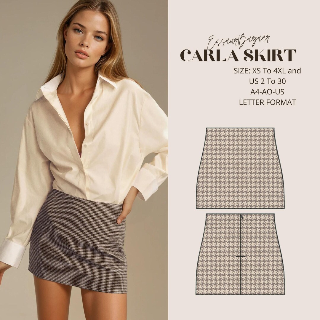 Carla Mini Skirt Sewing Pattern, PDF Sewing Pattern, Digital Sewing ...