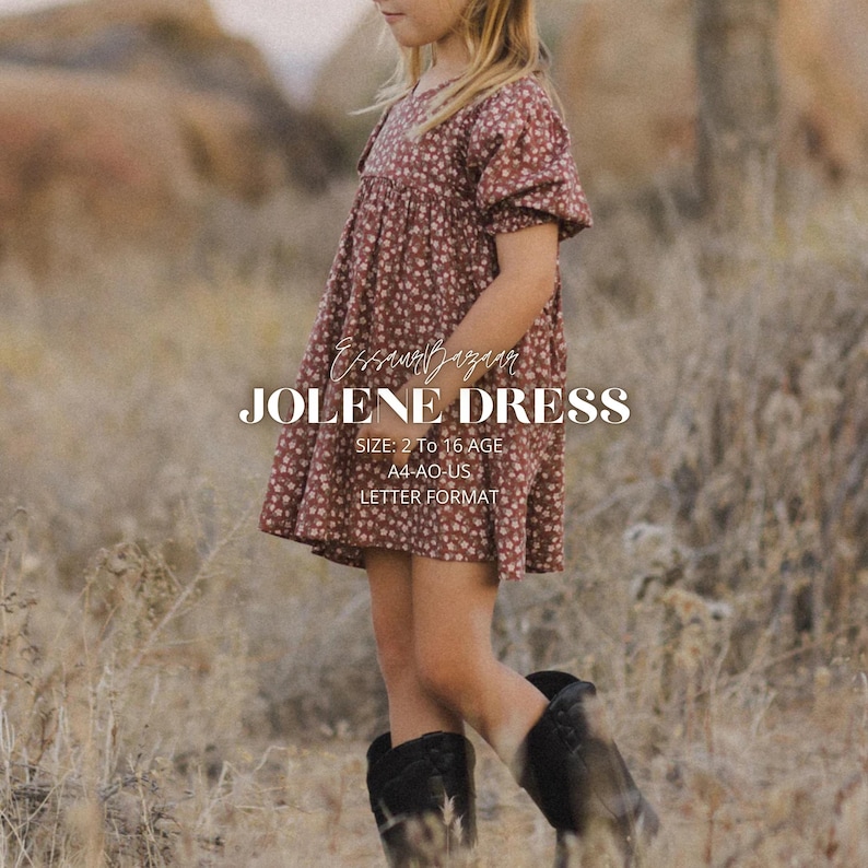 Jolene Cottagecore Dress, PDF Sewing Pattern for Kids, Girls Dress ...