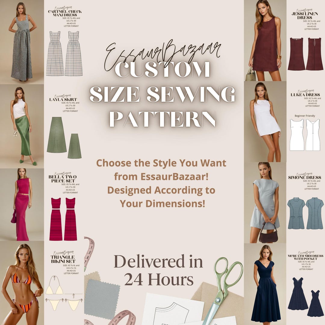 Personalized Sewing Patterns, Custom Size Sewing, Choose Any Style From Essaurbazaar, Pdf for ...