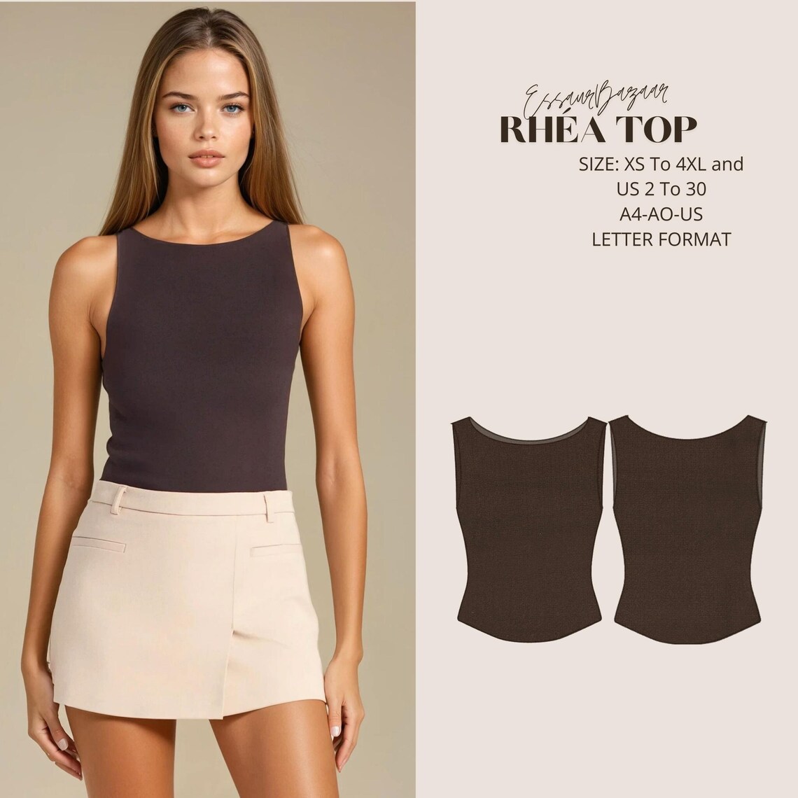 Rhea Top Sewing Pattern, Design Top, Teen Top Pattern, Easy Pattern PDF ...