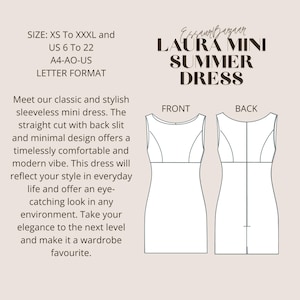 Laura Mini Dress Pattern, PDF Sewing Pattern, Instantdownload, 9sizes ...
