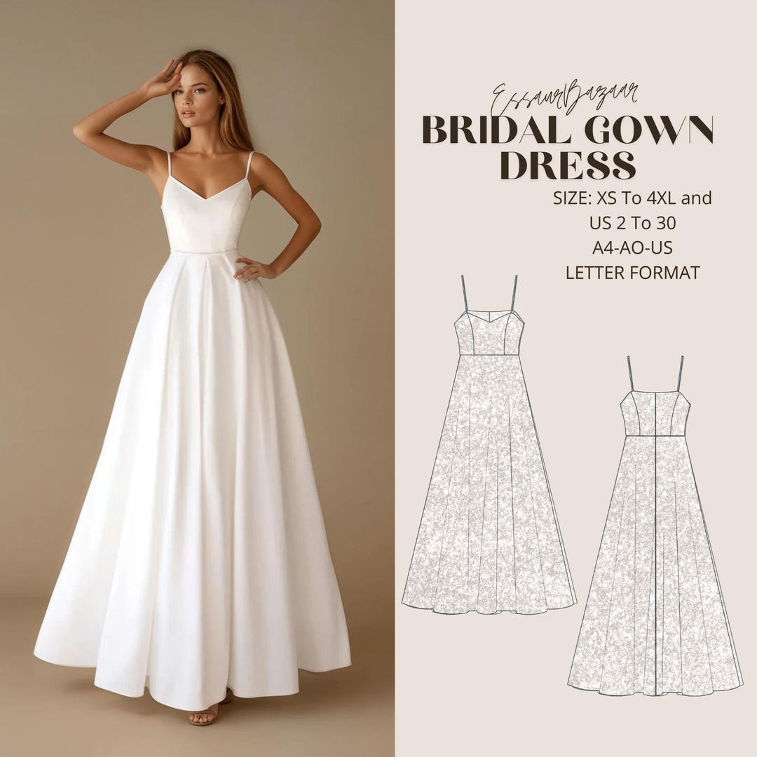Ball Gown Sewing Pattern: Strap Bridal Dress (PDF Pattern) - Etsy