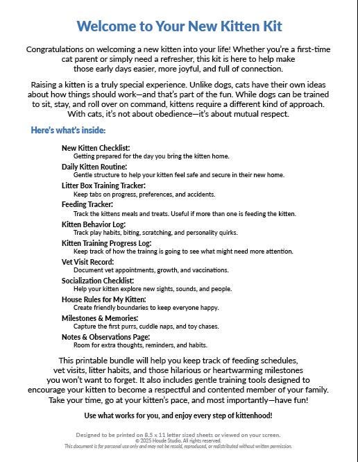 New Kitten Starter Kit: A Printable PDF Bundle - Etsy
