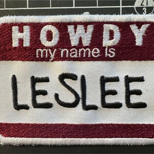 Custom Preppy Howdy My Name is Aggie Maroon and White Embroidered Patch ...
