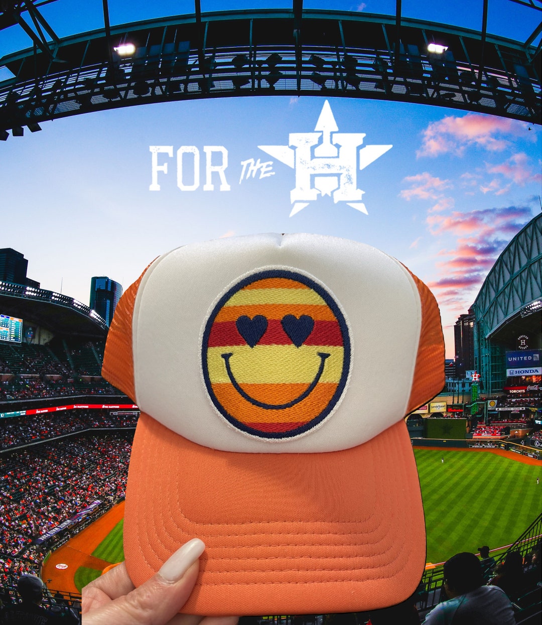 Custom Htown Houston Astros Orange Yellow Blue Baseball Smiley - Etsy