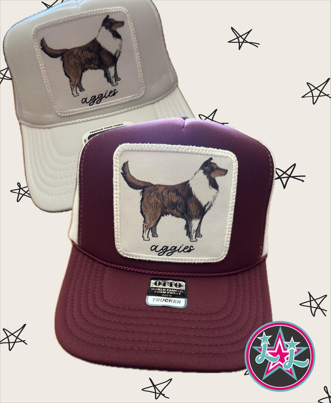 Custom Hand Drawn Preppy Illustration Reveille Shetland Sheepdog Aggies ...