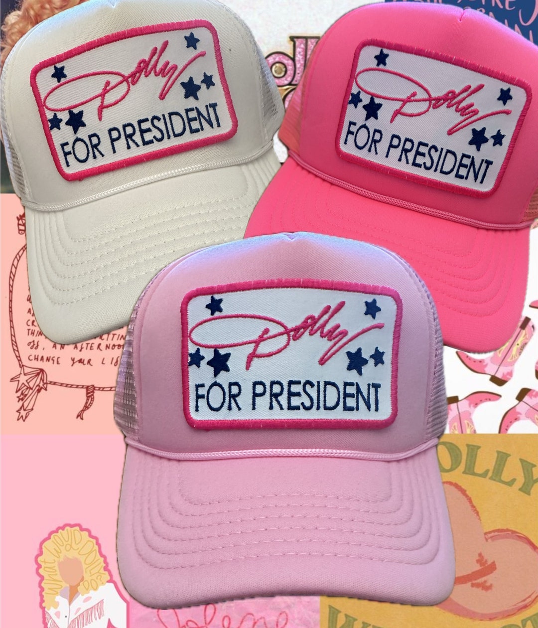 Pink Dolly Autograph for President Patriotic 2024 Embroidered Patch ...