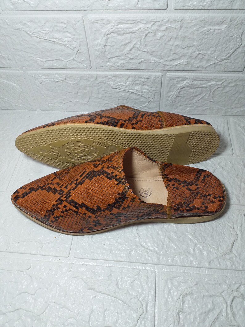 Leather Snake Moroccan Babouches, Moroccan Snake Skin Slipper for Her ...