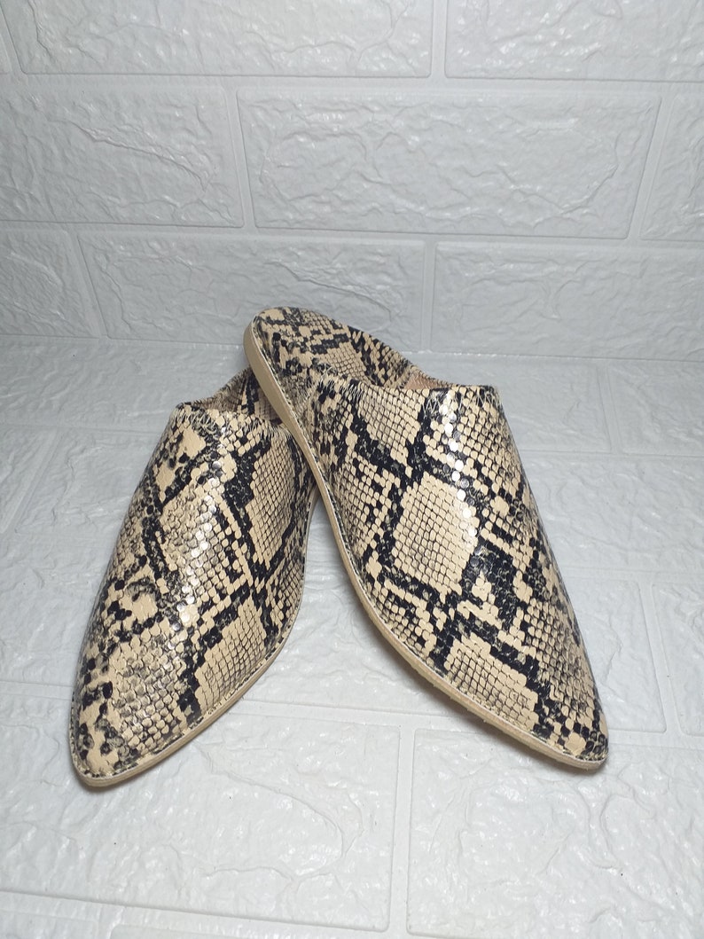 Leather Snake Moroccan Babouches, Moroccan Snake Skin Slipper for Her ...