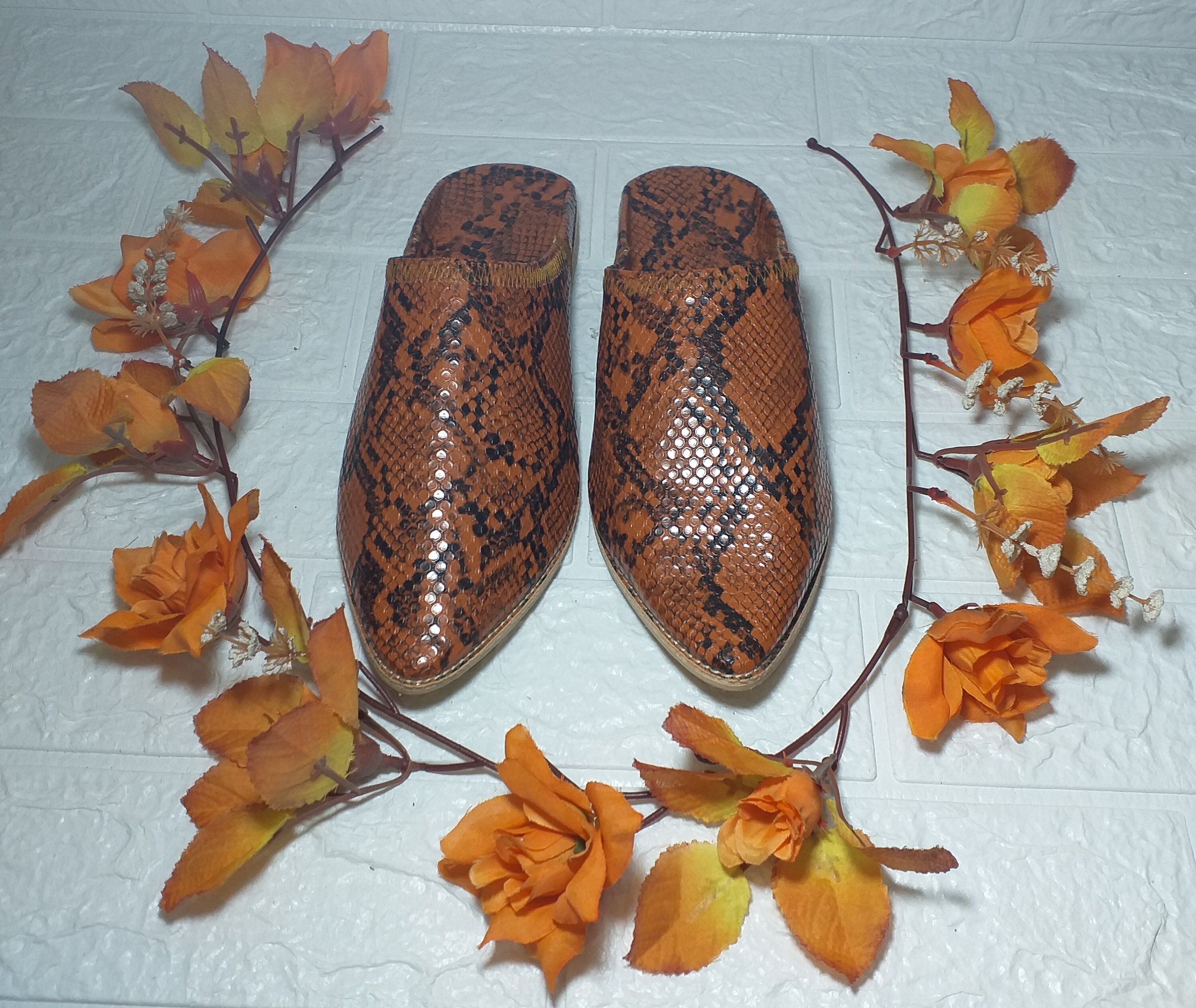 Leather Snake Moroccan Babouches, Moroccan Snake Skin Slipper for Her ...