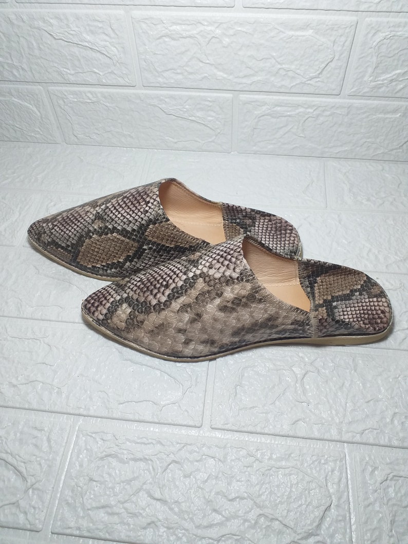 Leather Snake Moroccan Babouches, Moroccan Snake Skin Slipper for Her ...