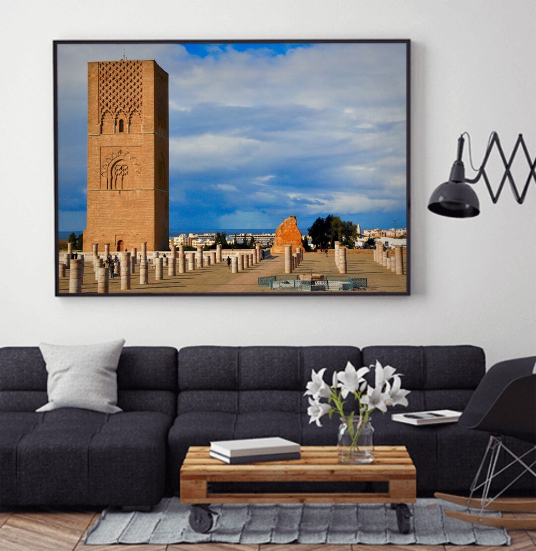 Rabat Print, Hassan Tower, Morocco Wall Art, Rabat Painting, Rabat Wall ...