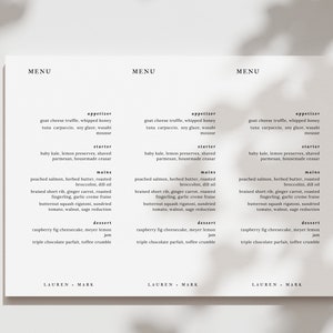 Minimalist Menu Template | Wedding Menu Template | Party Menu Template ...