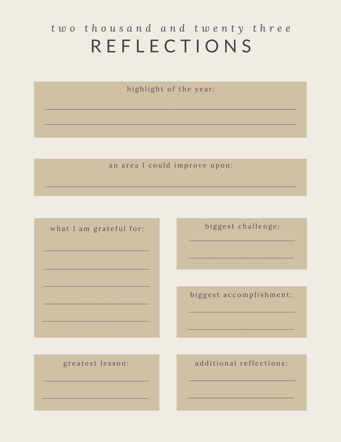 Printable Year in Review 2023 Reflections 2024 Intentions & Resolutions ...