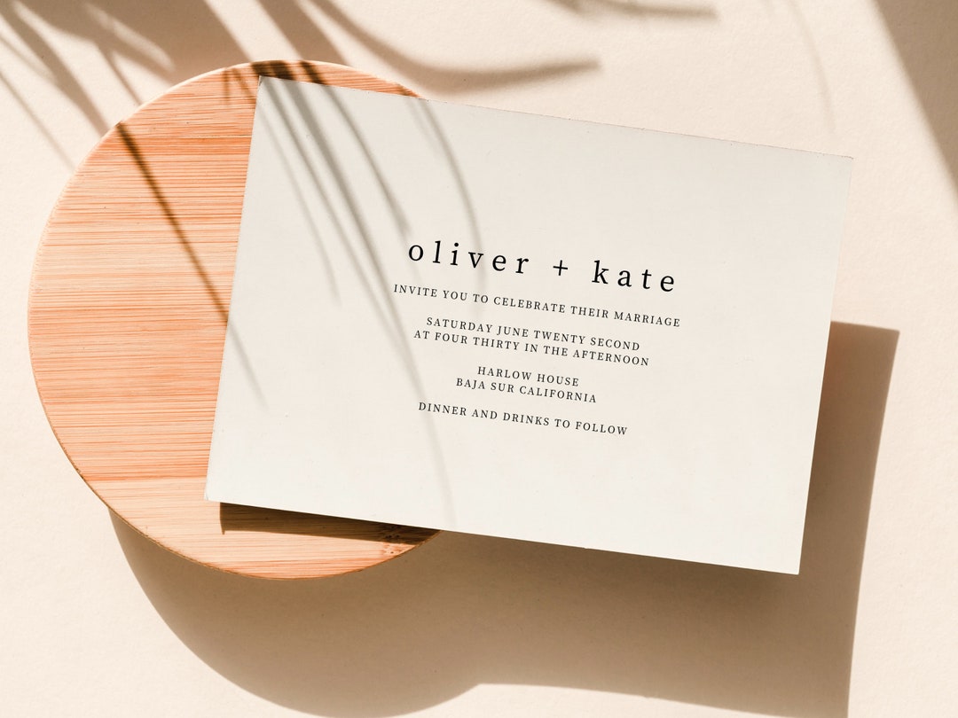 Modern Wedding Invitation | Minimalist Wedding Invite | Simple Wedding ...