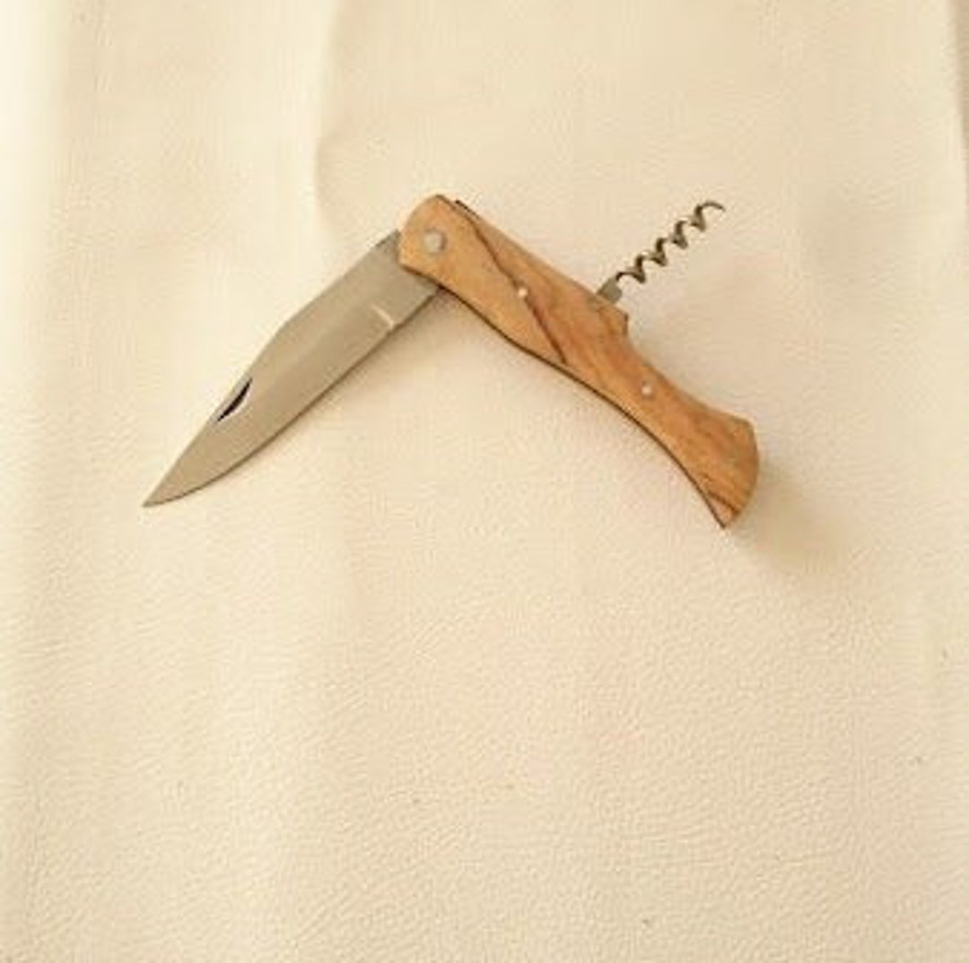 Shepherd's Knife Olive Wood Handle Steel Blade Corkscrew - Etsy