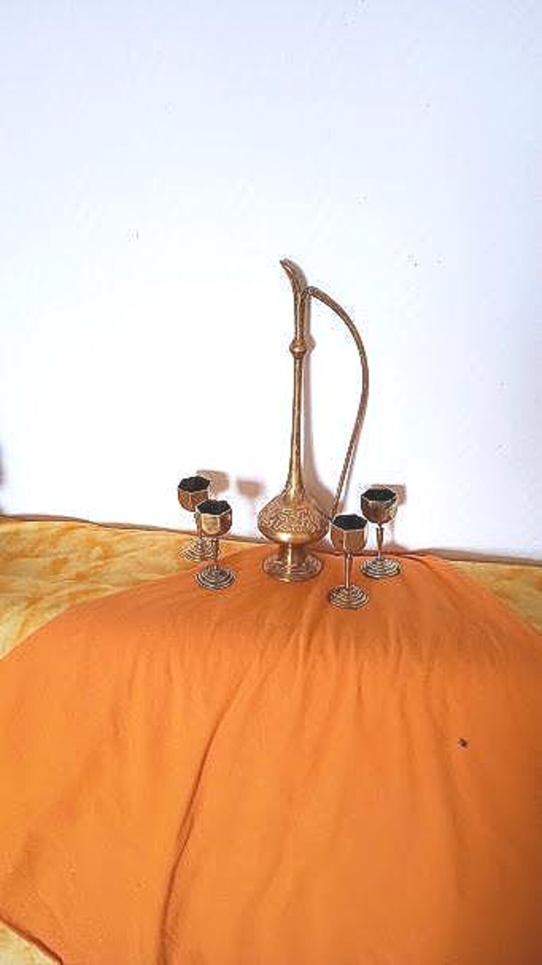 Beautiful Decorative Set of Pitcher and 4 Small Pots in Copper-plated ...