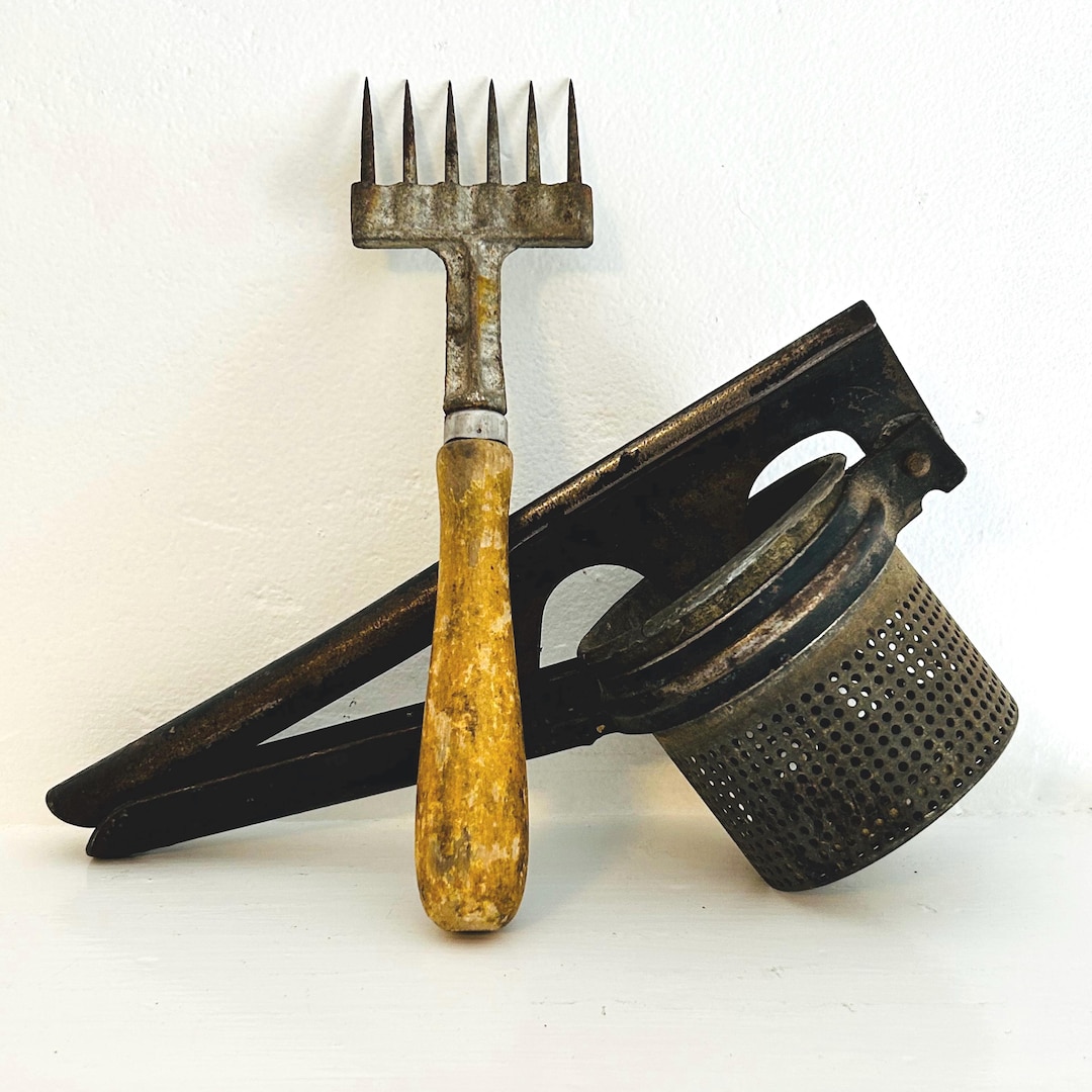 Vintage Set of Rustic Kitchen Potato Ricer and Ice Pick Chipper ...