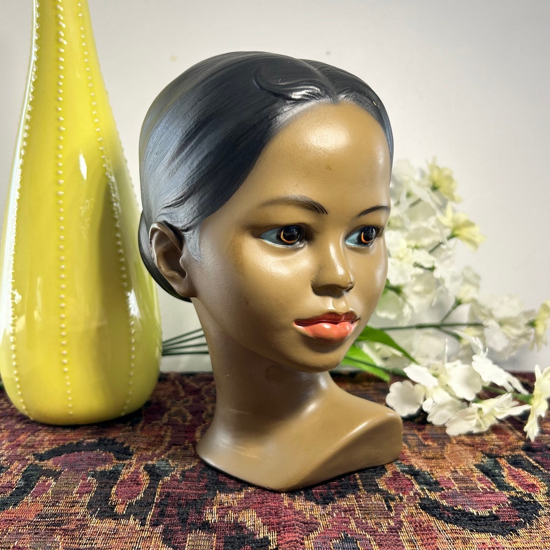 Vintage Marwal Chalkware Head Bust of Young Polynesian Hawaiian Woman ...