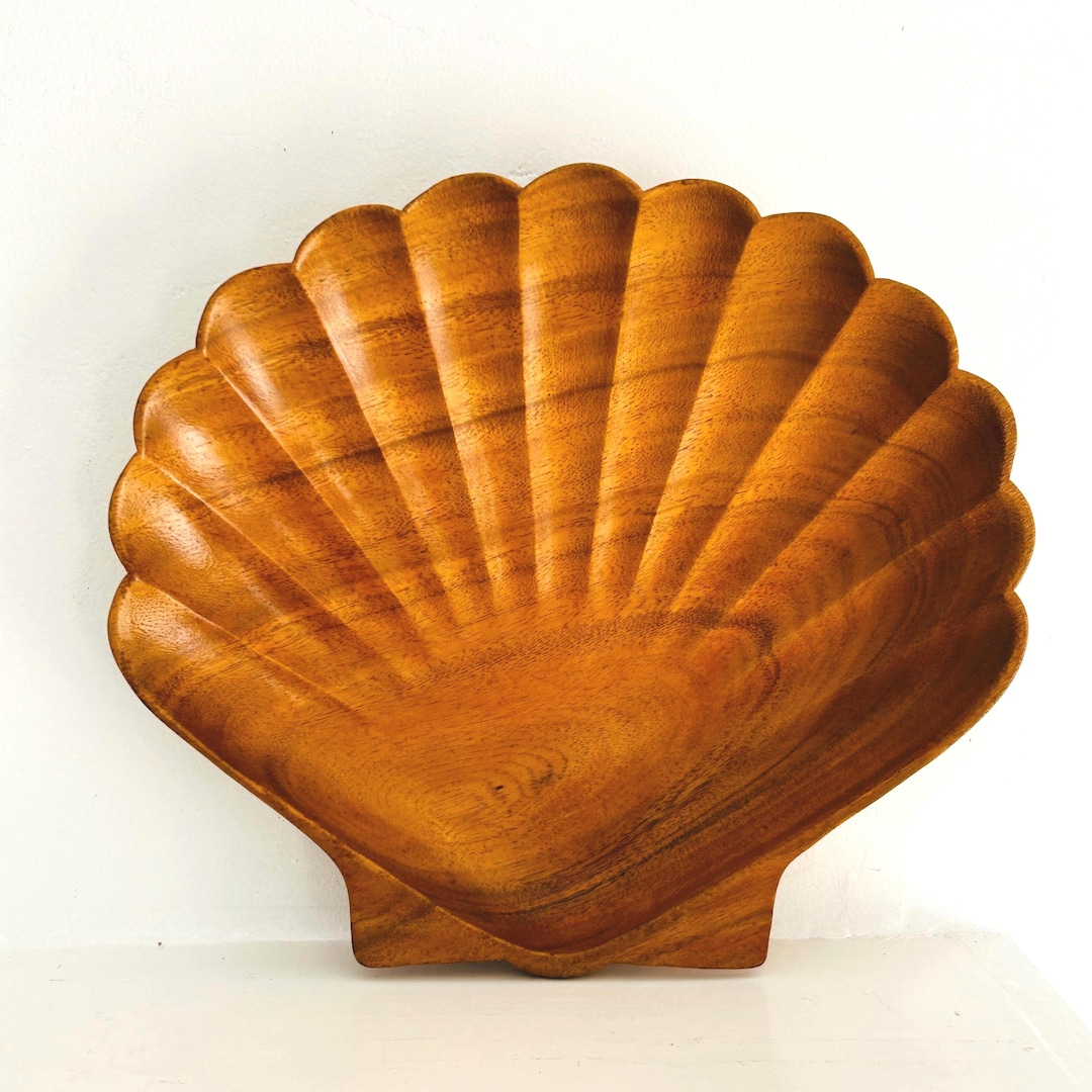 Vintage Monkey Pod Wood Shell Tray: Mid Century Serving Dish - Etsy