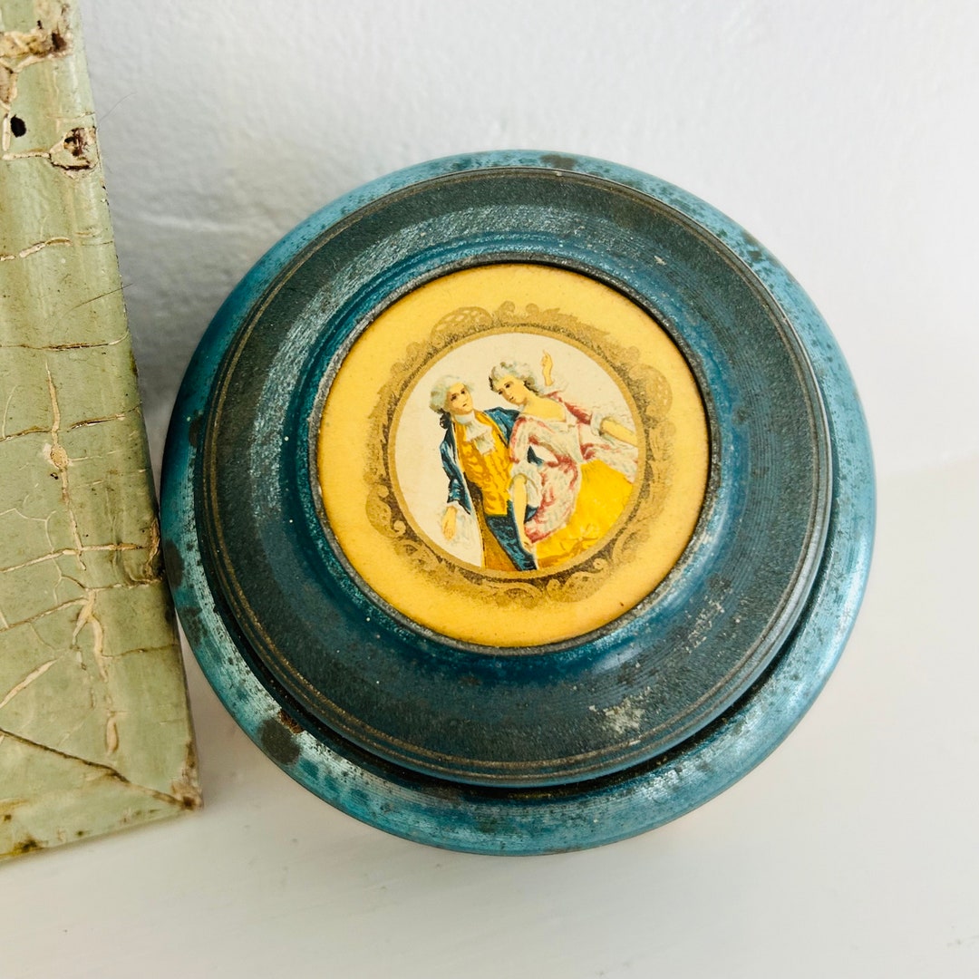 Vintage Powder Blue Music Box With 18th Century Courting Couple Motif ...