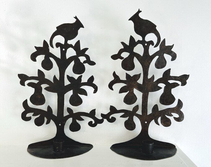Vintage Wall Sconce Pair: Rustic, Partridge in Pear Tree, Candle ...