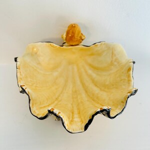 Stunning Fitz & Floyd Footed Ceramic Shell Dish Brown White Cream Ocean ...