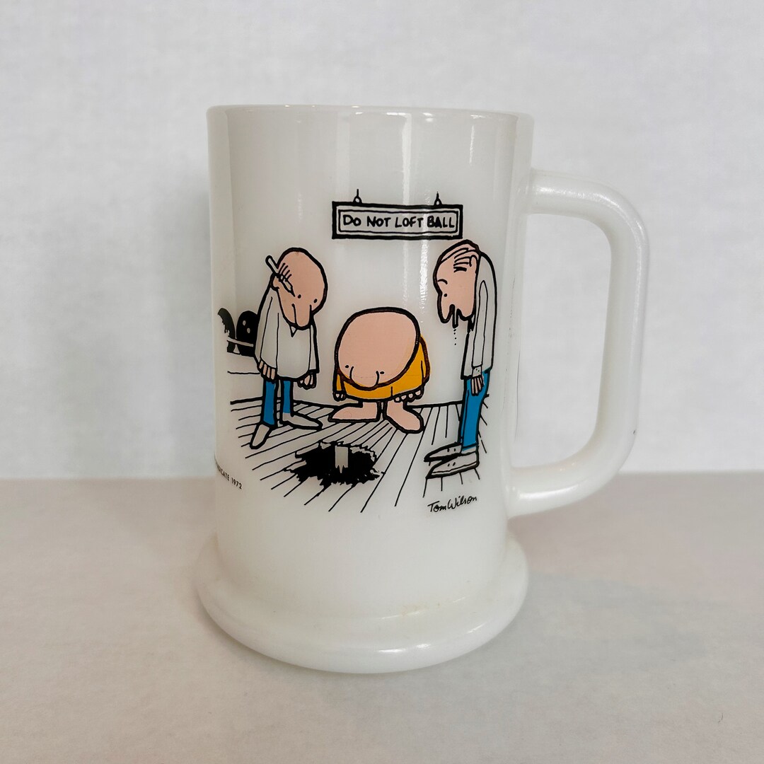 Ziggy Bowling Mug Vintage Milk Glass Marked 1972. Cartoon - Etsy