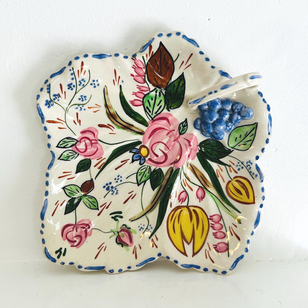 Vintage Blue Ridge Pottery Plate: Maple Leaf Floral Serving Dish, Verna ...