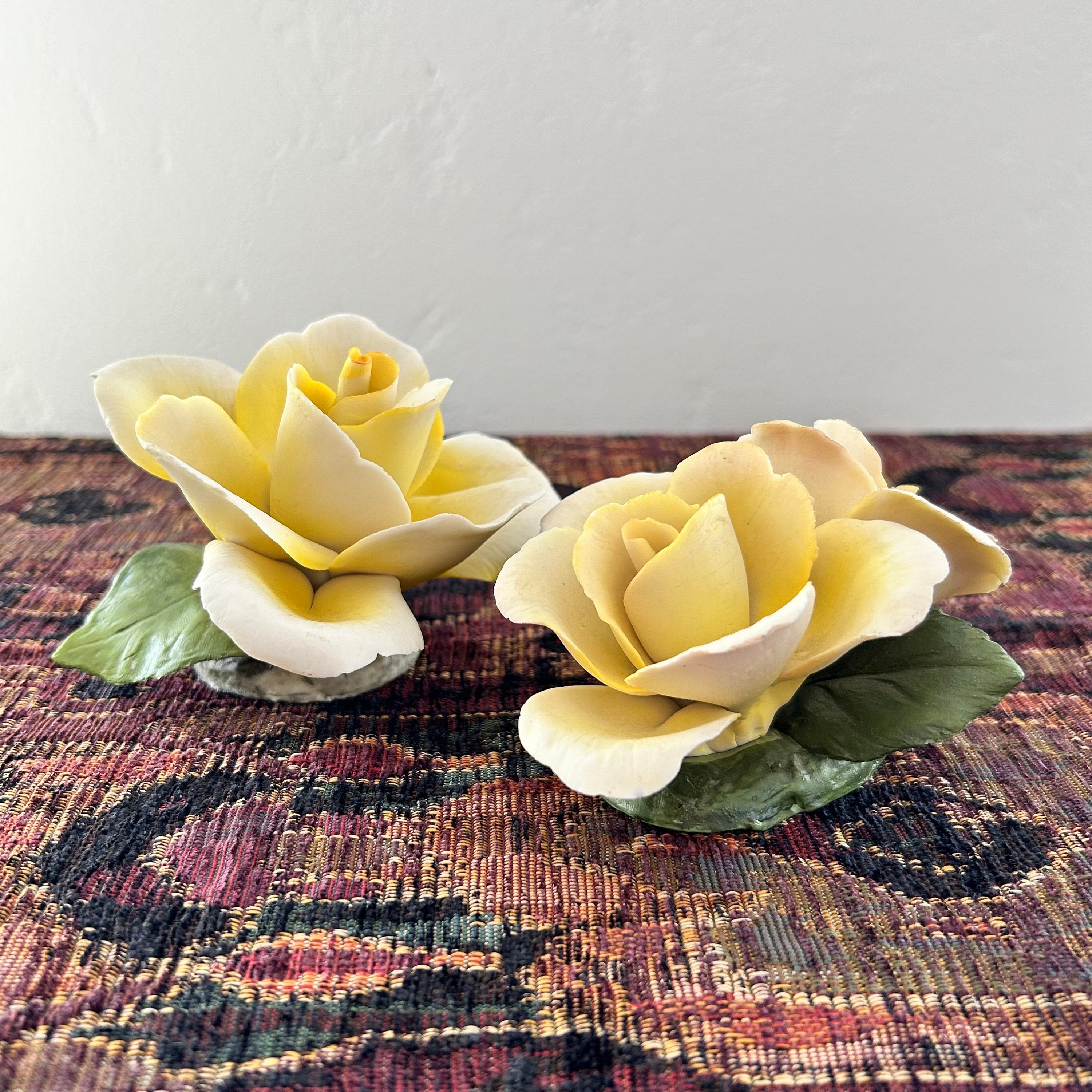 Vintage Capodimonte Yellow Roses by Napoleon Made in Italy Porcelain ...