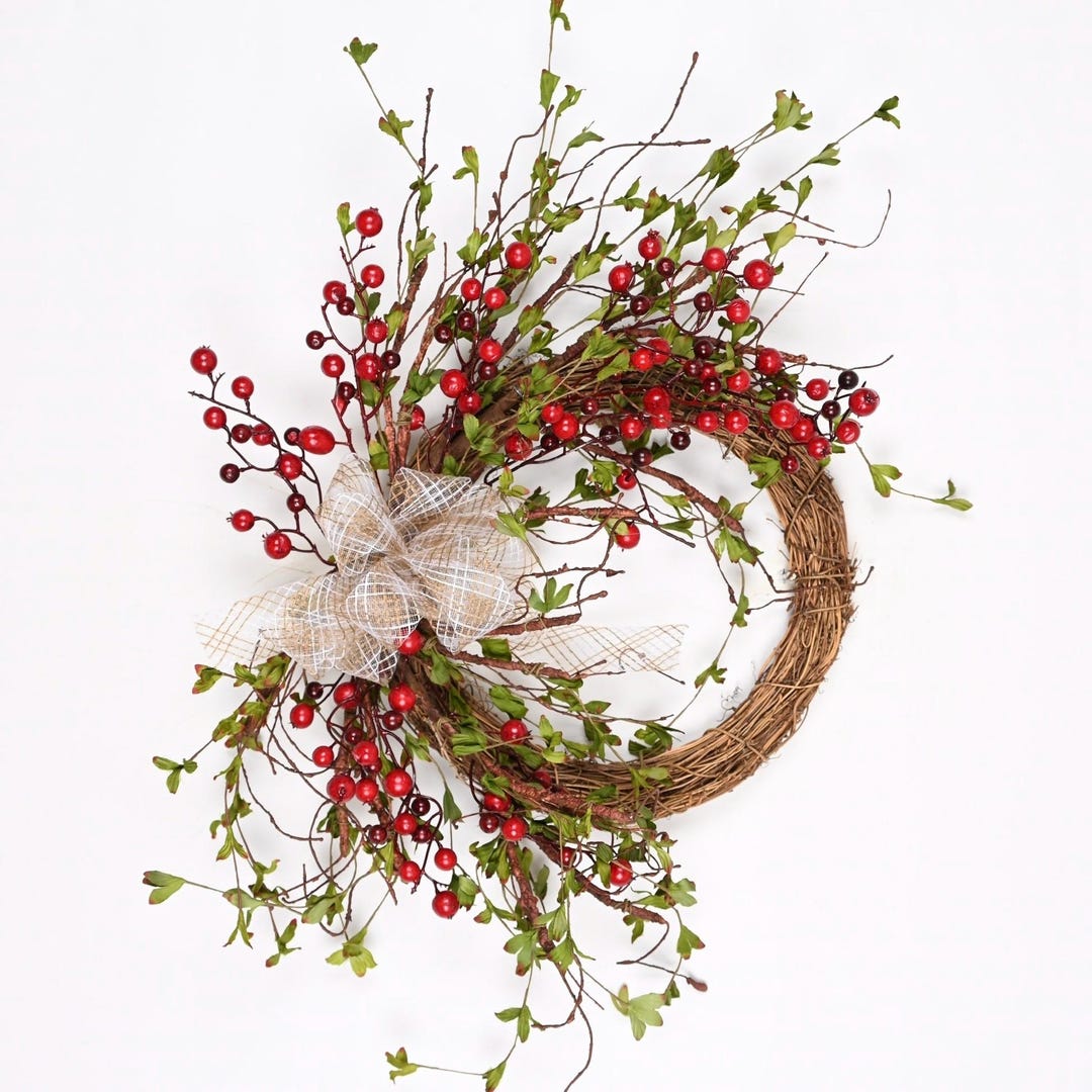 Front Door Wreath Farmhouse Winter Red Berry Wreath Winter Berry Wreath ...