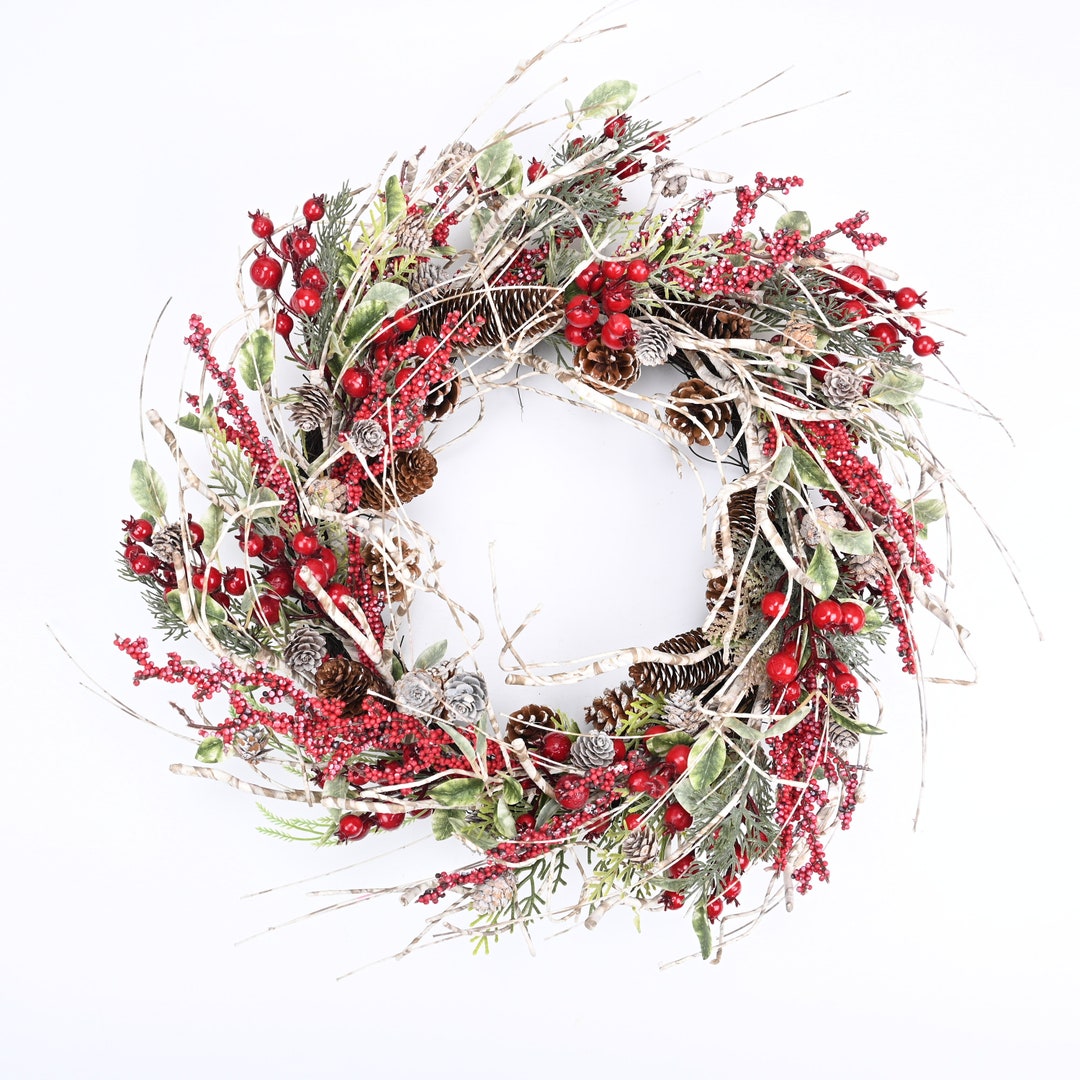 Front Door Wreath Farmhouse Winter Red Berry Wreath Winter Berry Wreath ...
